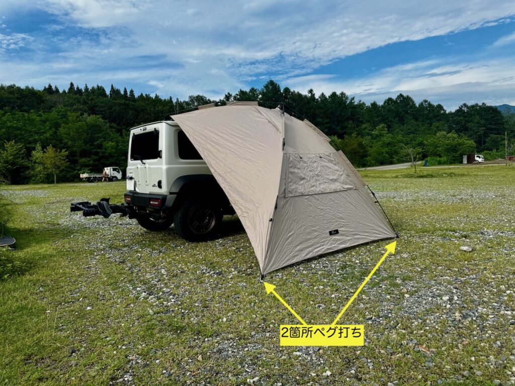 ジムニーに5分設営のワンタッチカーサイドタープで車中泊キャンプ【FIELDOOR】 - 48rider.com